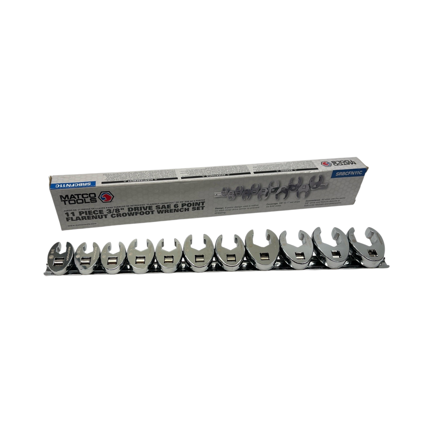 Matco Tools 11 Piece 3/8” Drive SAE 6-Point Flarenut Crowfoot Wrench ...