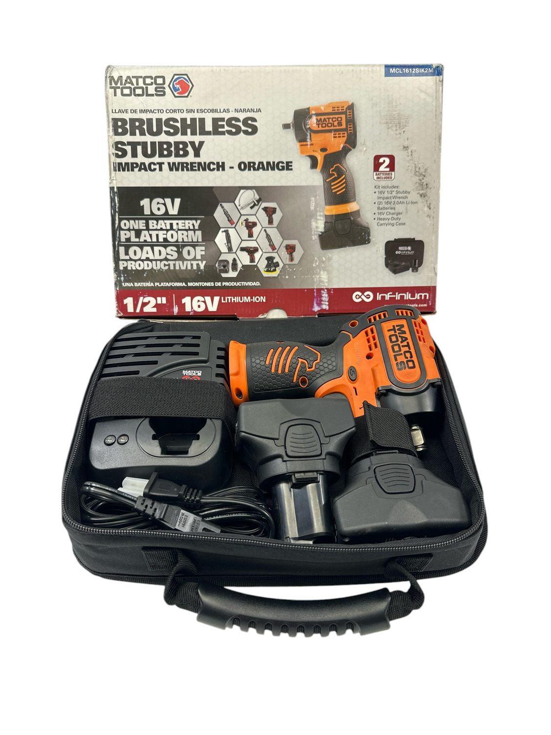 Matco 16V Cordless Infinium™ 1/2" Drive Stubby Impact Wrench Kit ...