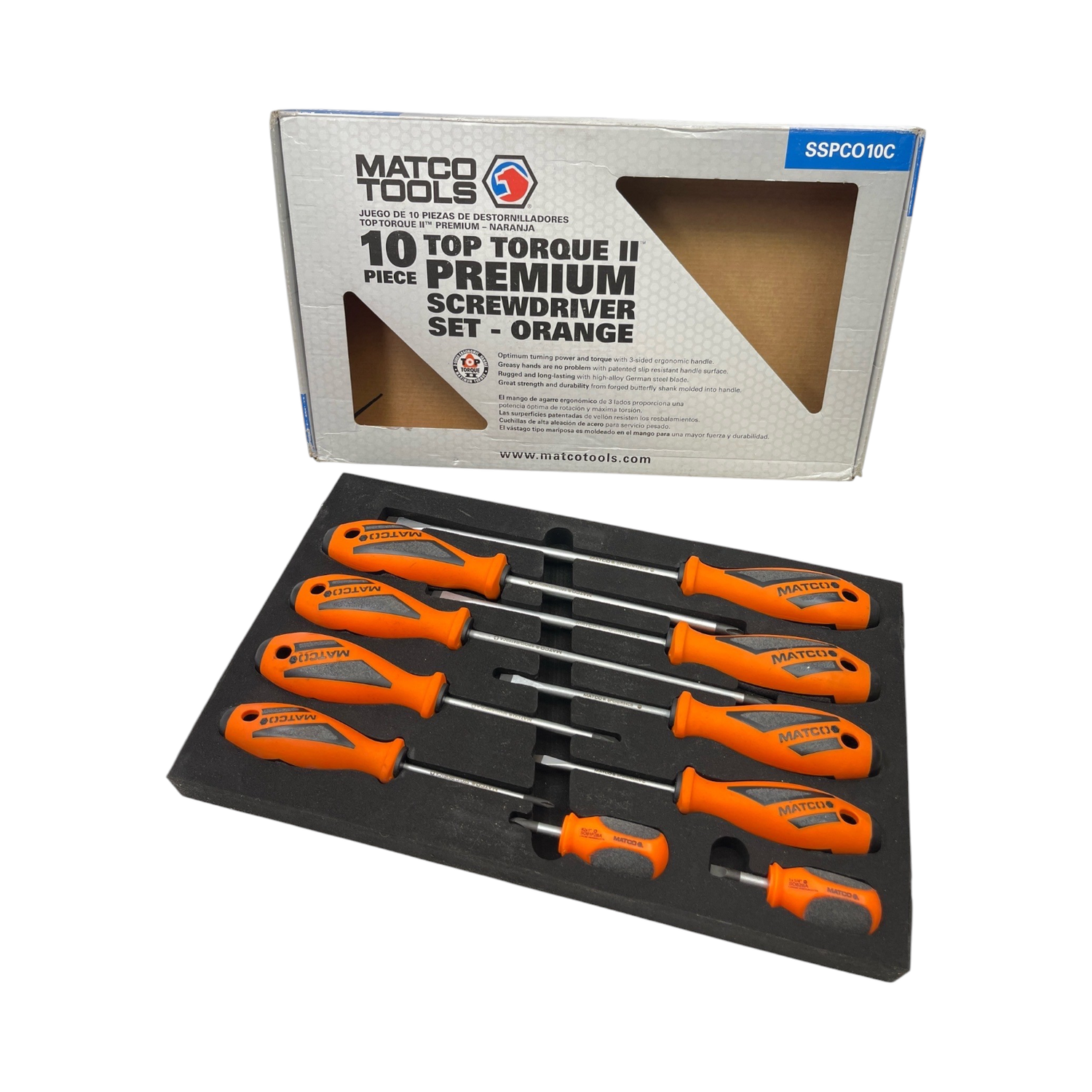 Matco Tools 10 Piece Top Torque II Premium Screwdriver Set Orange SSPCO10C Shop Tool Swapper
