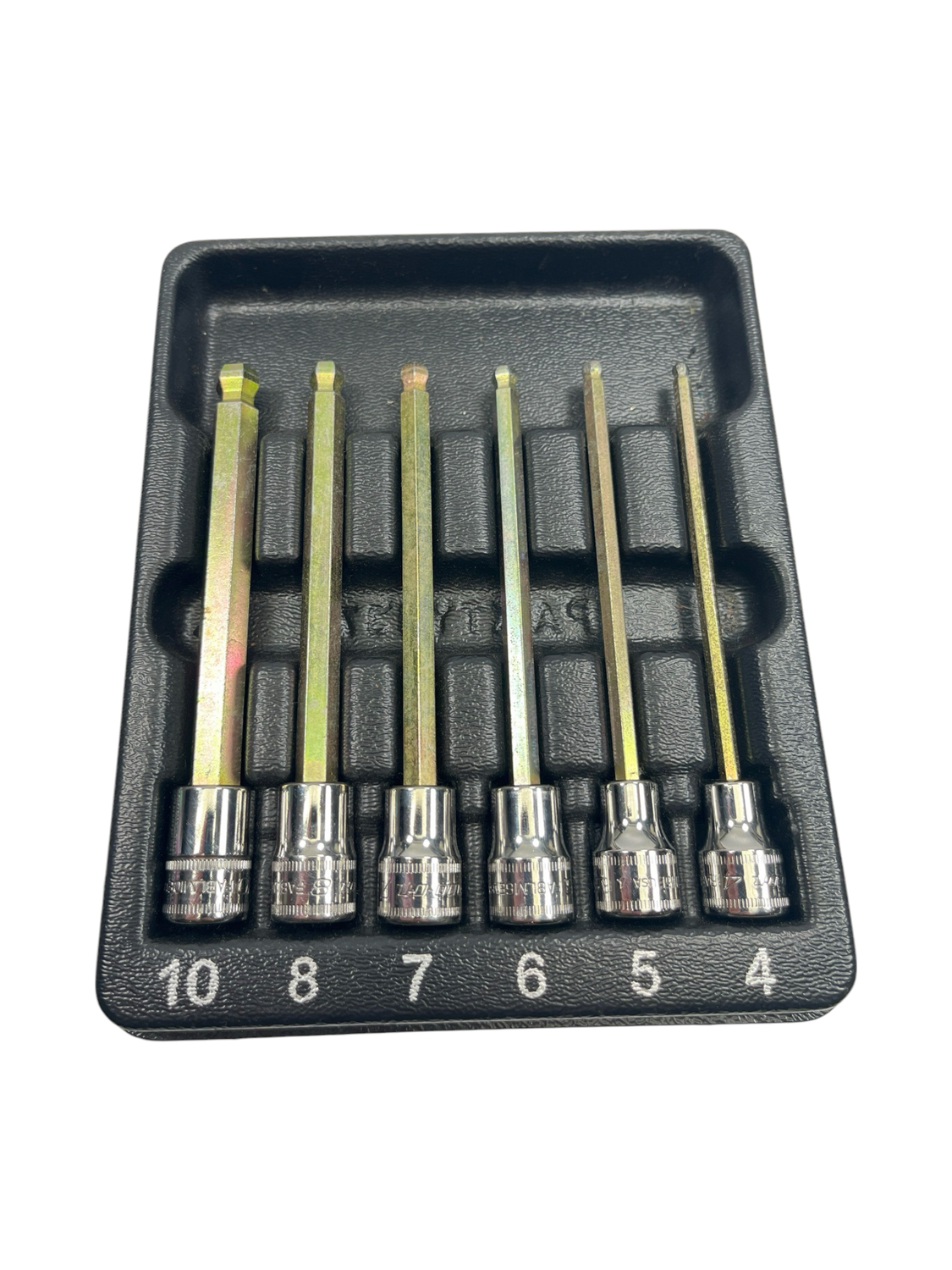 Snap On 6 Pc. 3/8" Drive Metric Long Ball Hex Bit Socket Set (4-10 mm ...