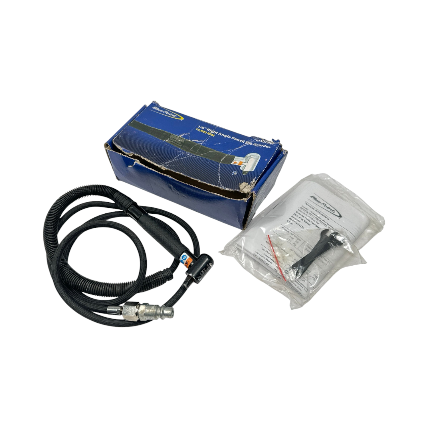 Blue Point 1/8” Right Angle Pencil Die Grinder 75,600 RPM, AT1070RA ...