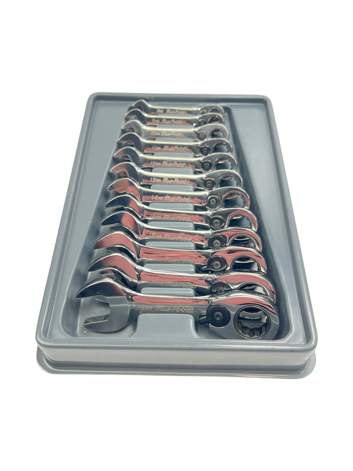 Blue Point 12 pc Metric 15° Offset Short Ratcheting Combination Wrench ...