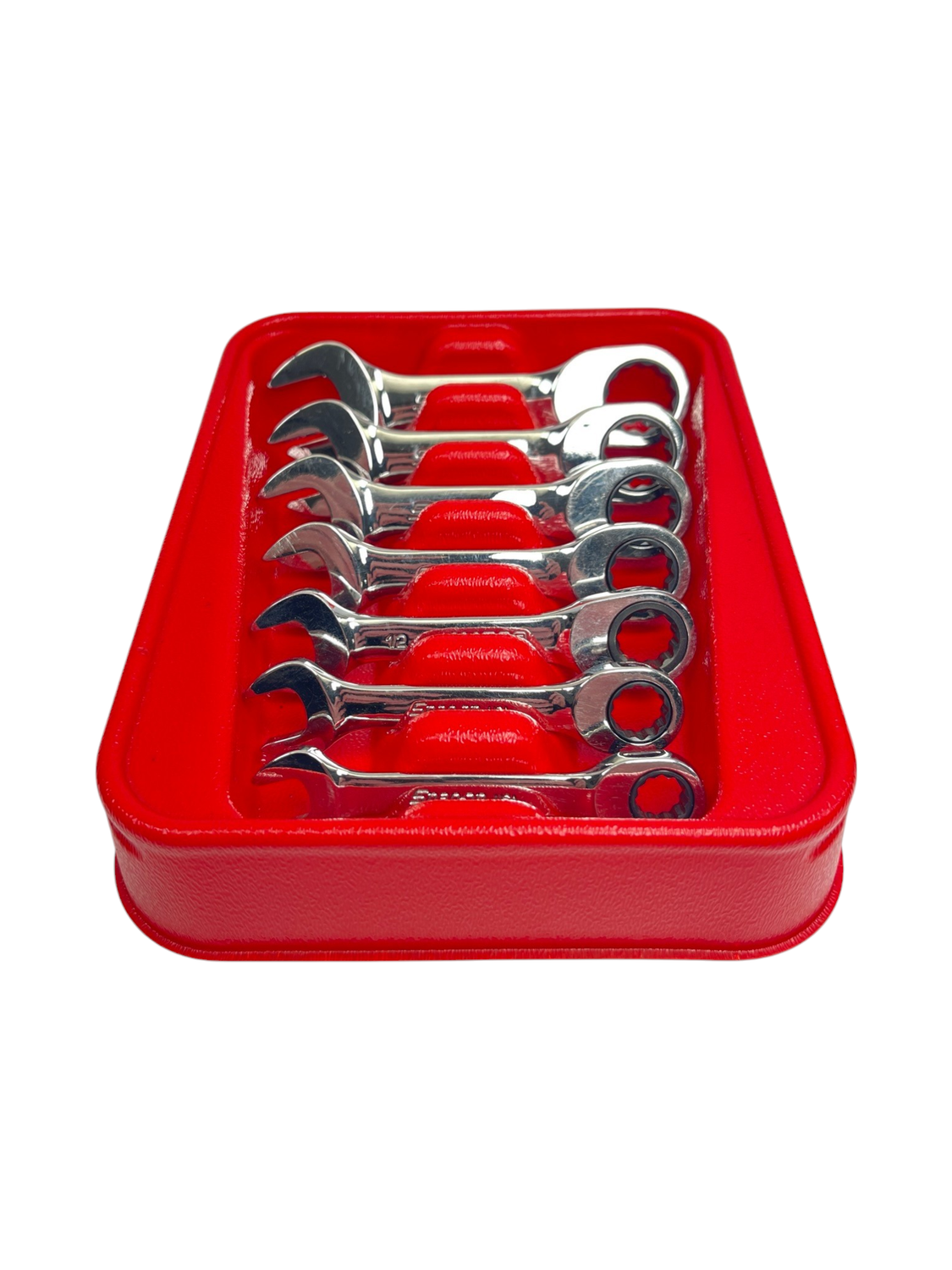 Snap On 7 Pc. 12-Point SAE Flank Drive 0° Offset Short Ratcheting Combination Wrench Set (3/8-3/ ...