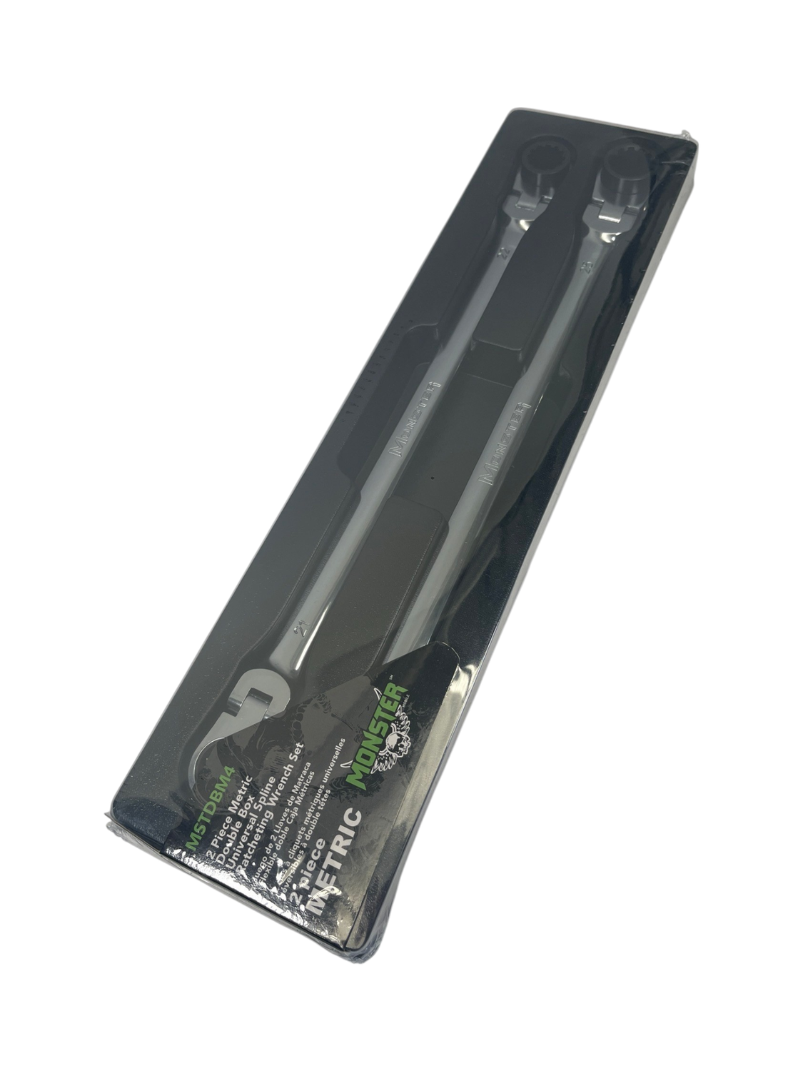 Monster 2pc Metric offset spline ratcheting wrench set (21,22,24,25mm ...