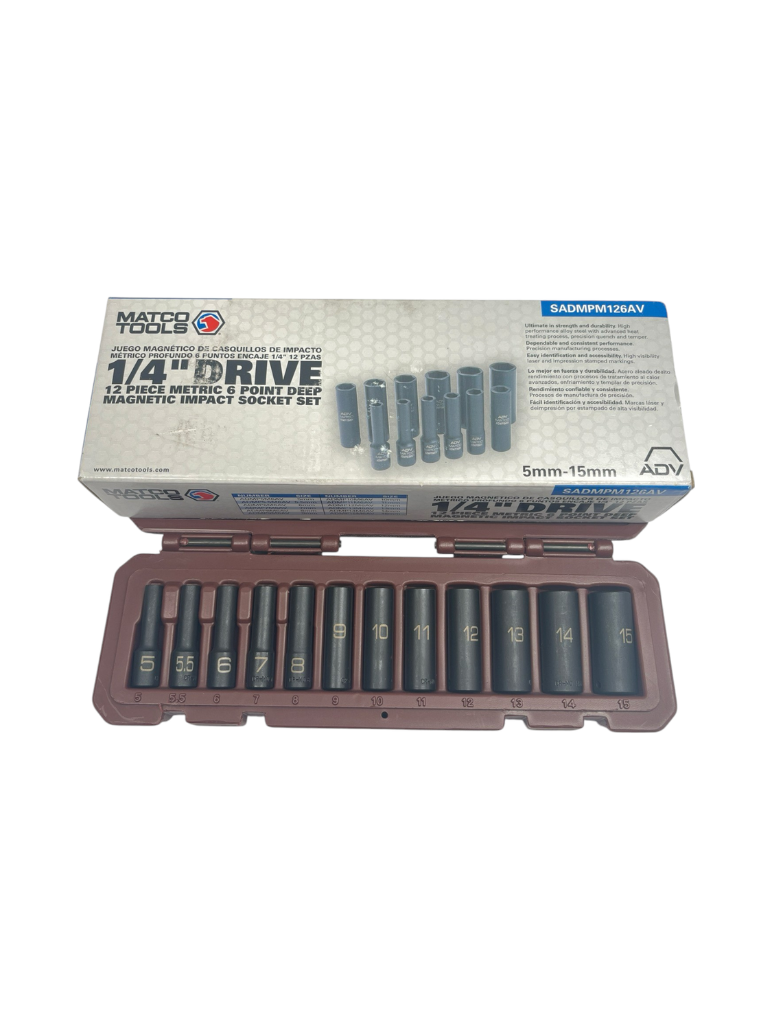 Matco Tools 12pc 1/4" Drive Magnetic Impact Socket Set, SADMPM126AV ...