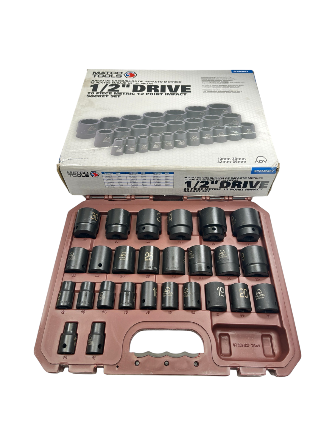 Matco 26 Piece 1/2" Drive Metric 12 Point ADV Impact Socket Set (11 ...