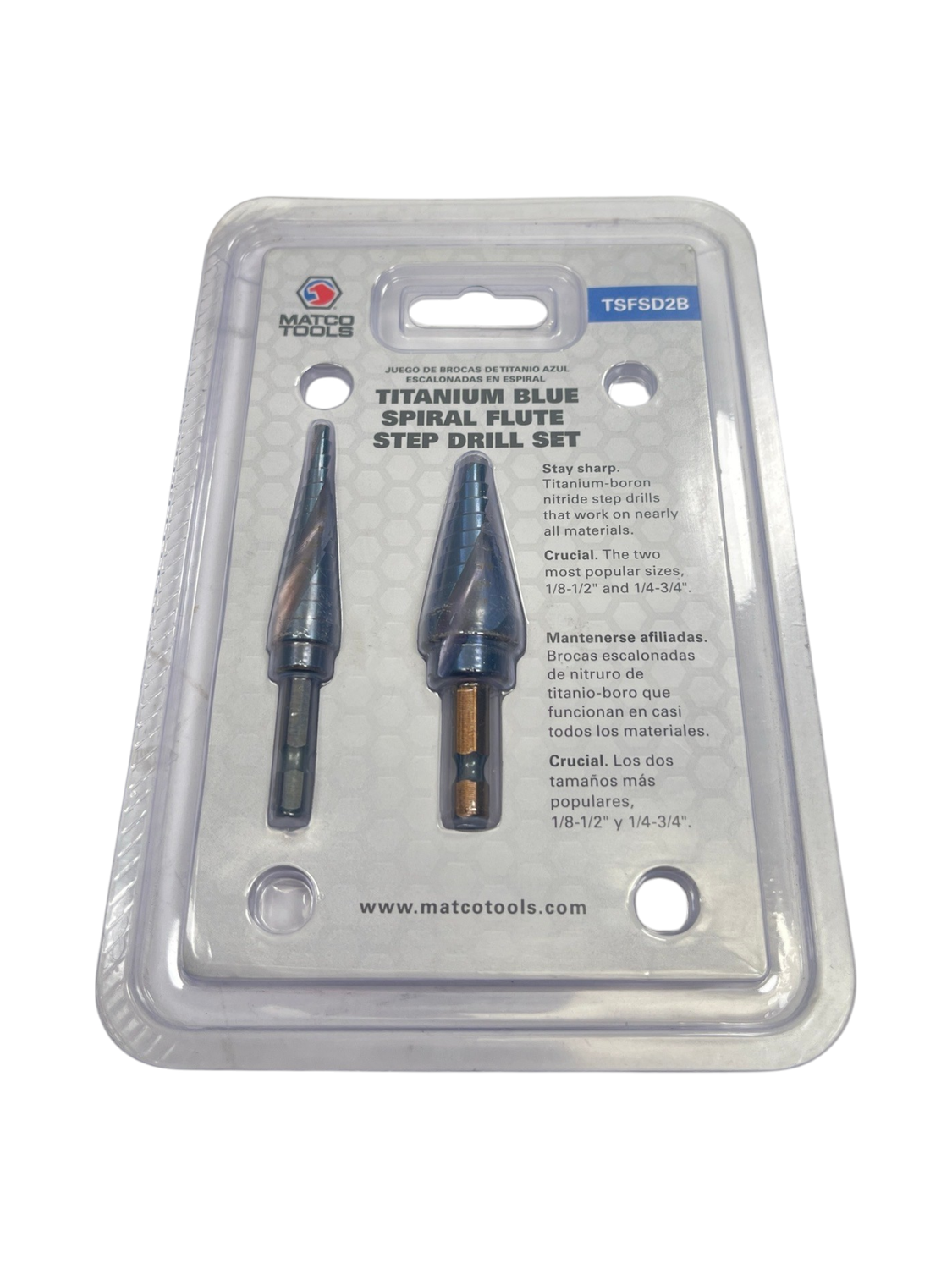 Matco 2 PIECE TITANIUM BLUE SPIRAL QUICK-CHANGE STEP DRILL SET, TSFSD2B ...