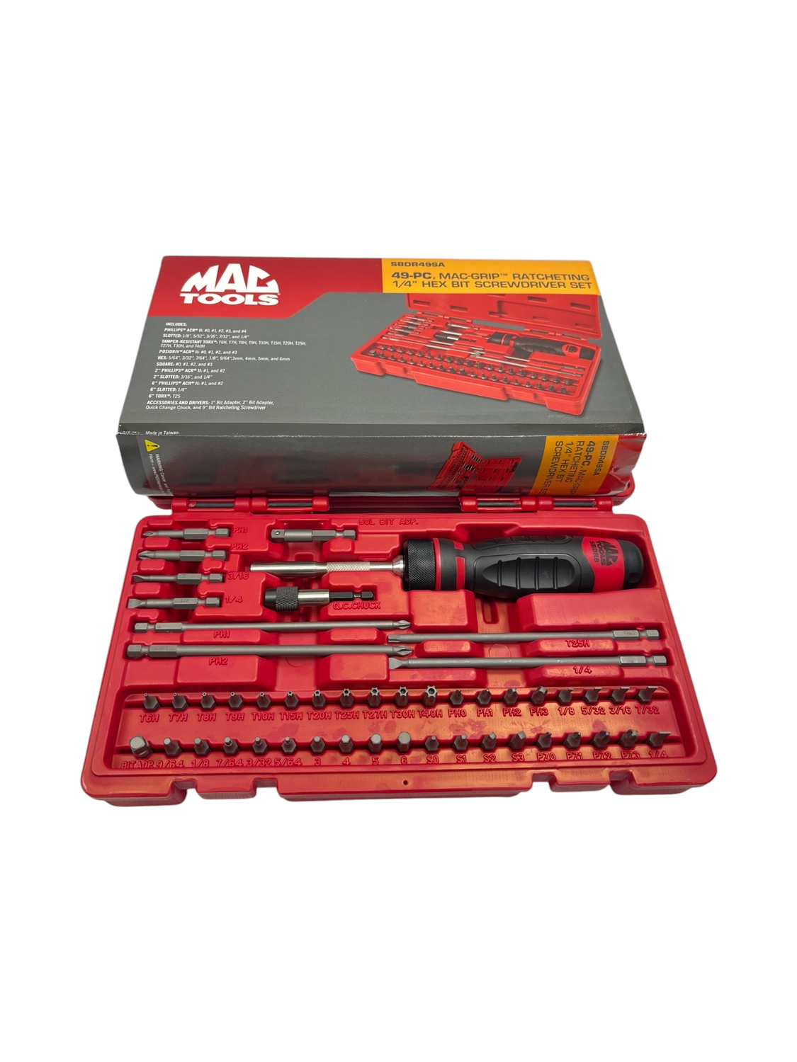 Mac Tools 49pc 1/4" Hex Drive Mac-Grip™ Ratcheting Bit Driver Set ...