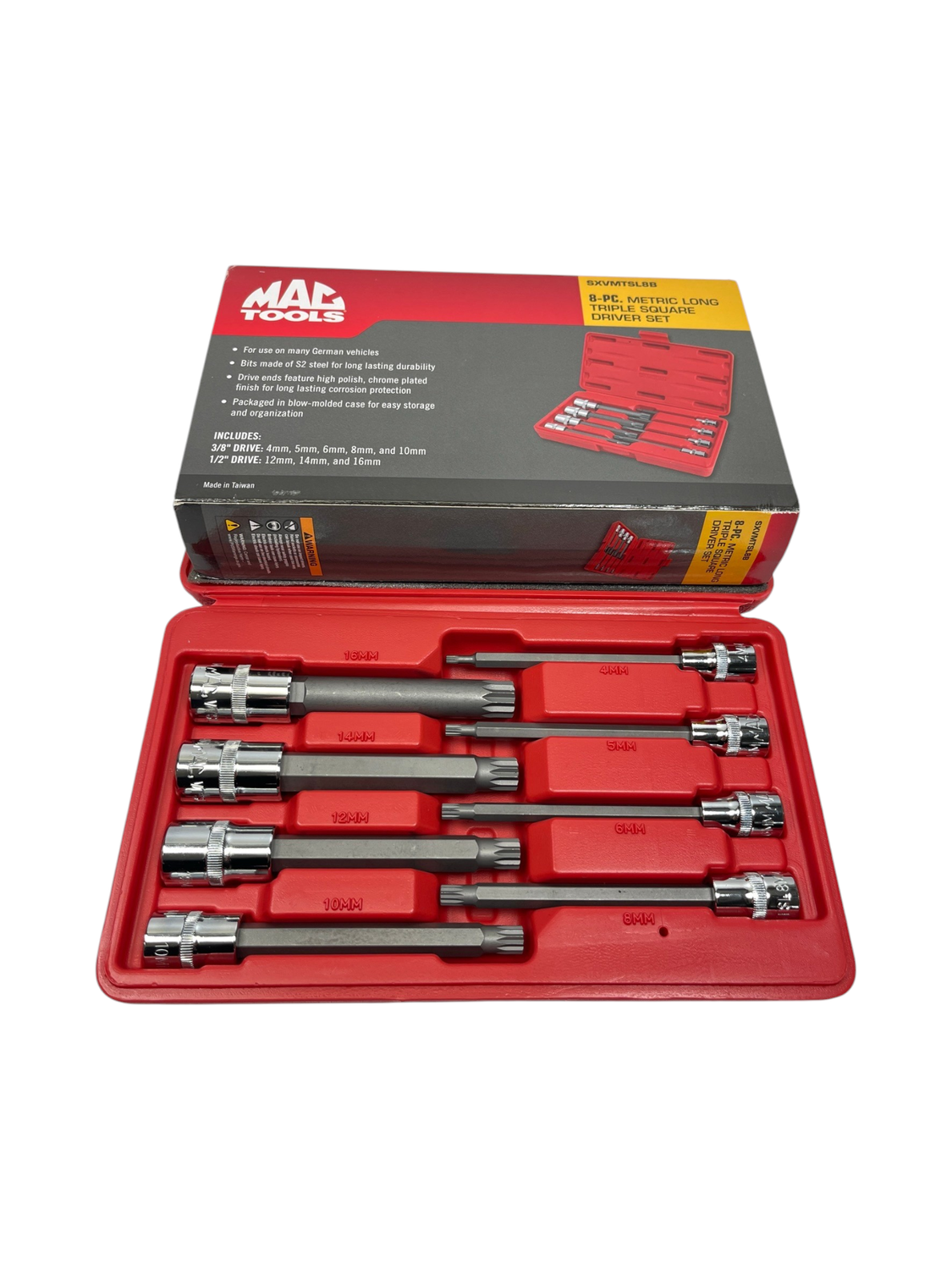 Mac Tools 8pc 3/8” Drive Long Triple Square Socket Set, SXVMTSL8B ...