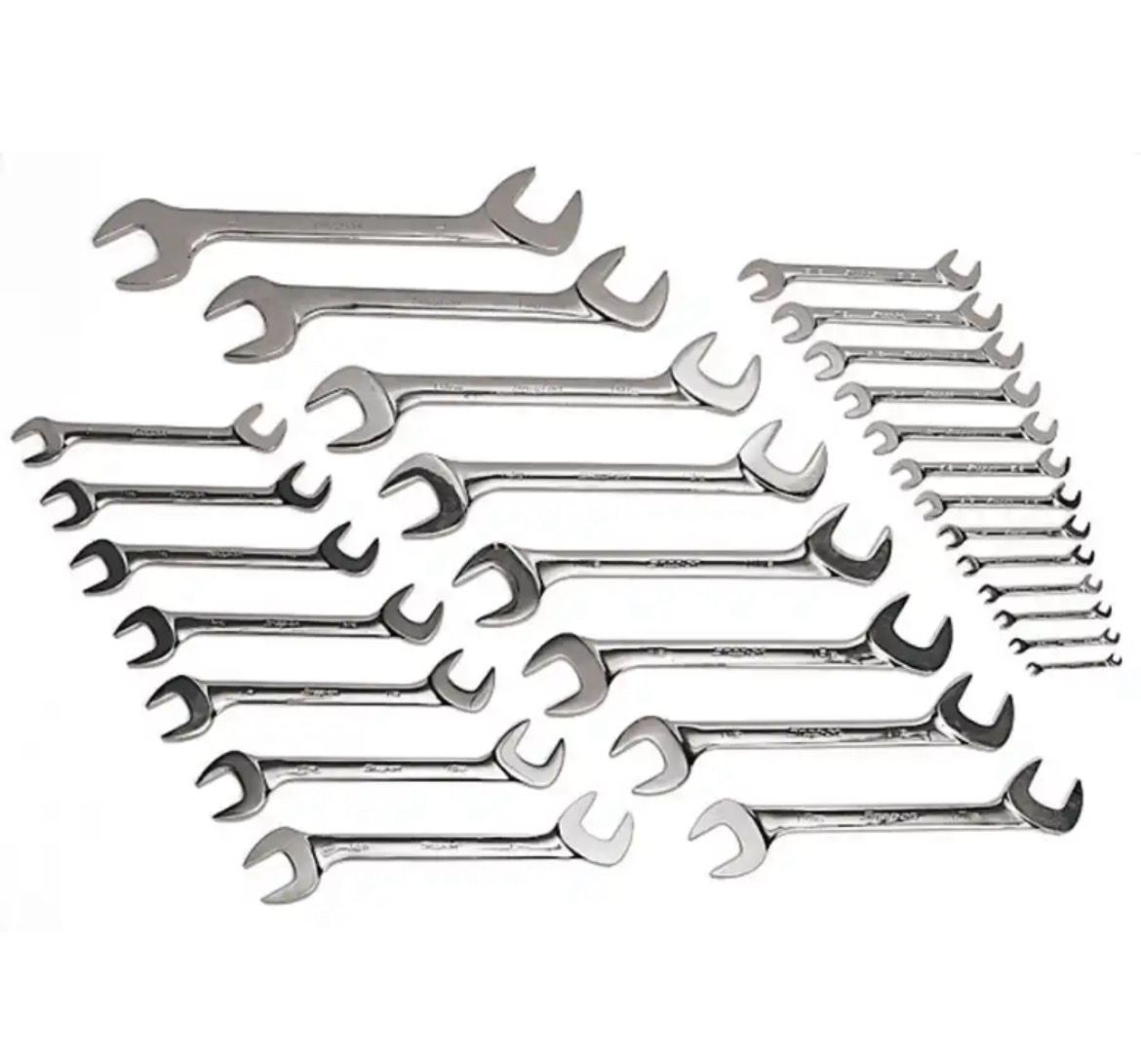 Snap On 28 pc SAE Four-Way Angle Head Open-End Wrench Set (1/4–2 ...