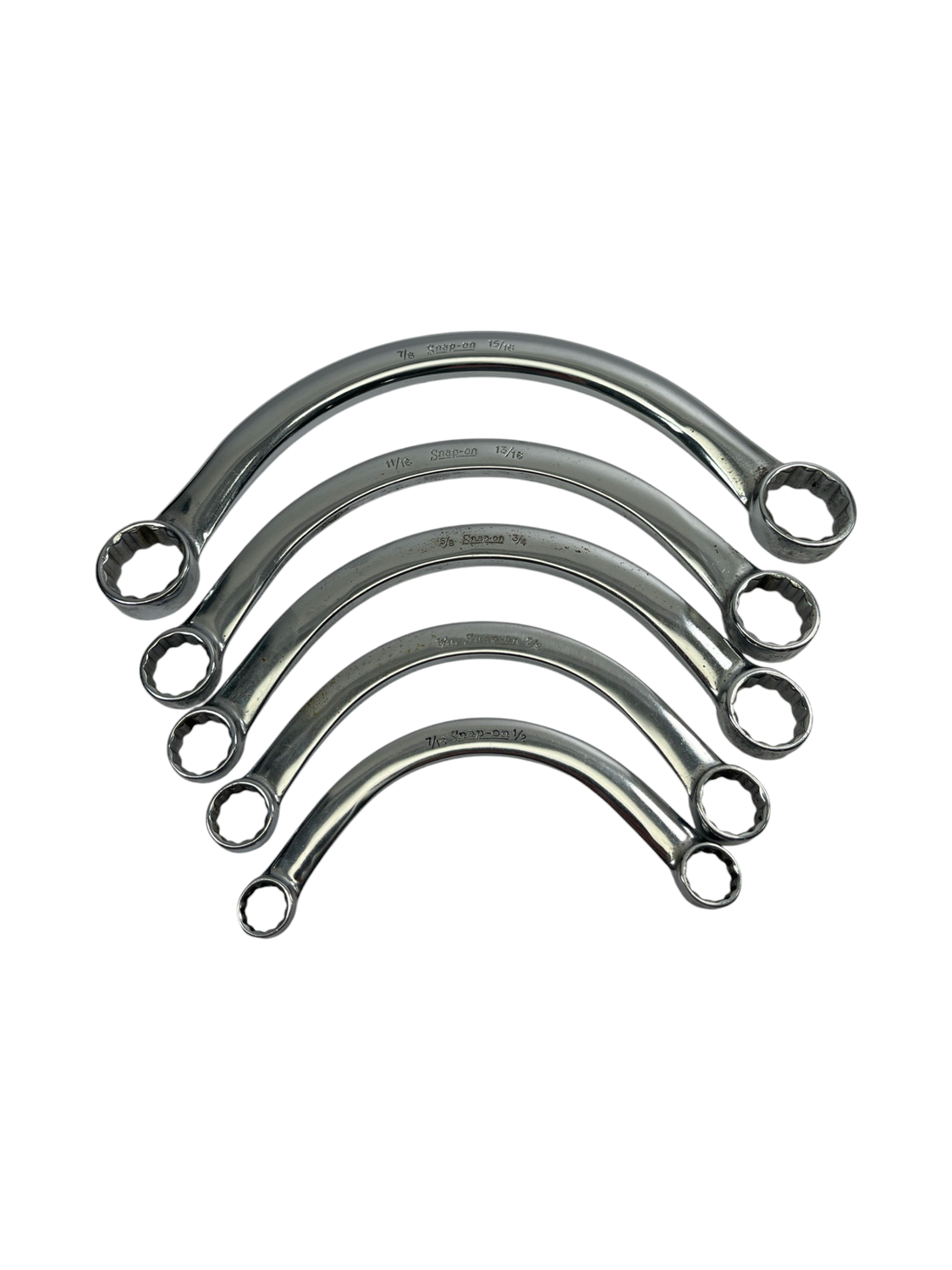 Snap On 5 Pc. 12-Point SAE Flank Drive Half-Moon Box Wrench Set (7/16 ...