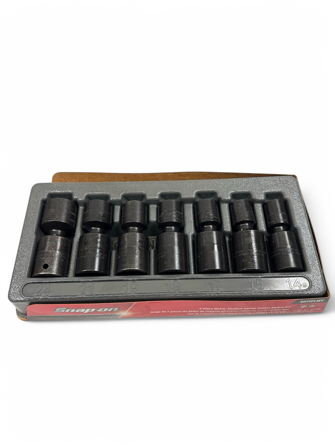 Snap On 7 pc 1/2" Drive 6-Point Metric Flank Drive® Shallow Impact ...