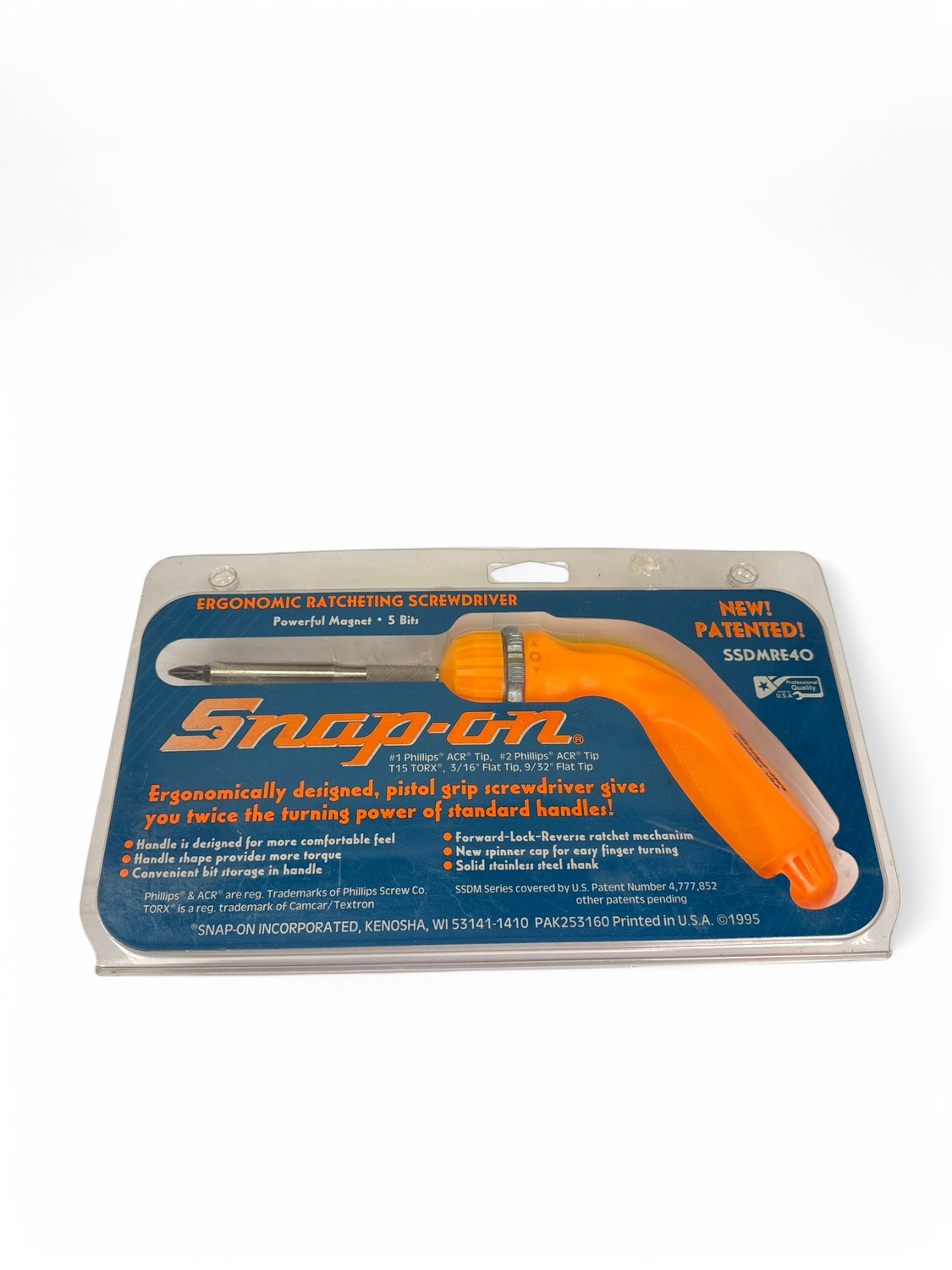Snap On Pistol Grip Ratcheting Hard Handle Screwdriver- Orange, SSDMRE4 ...