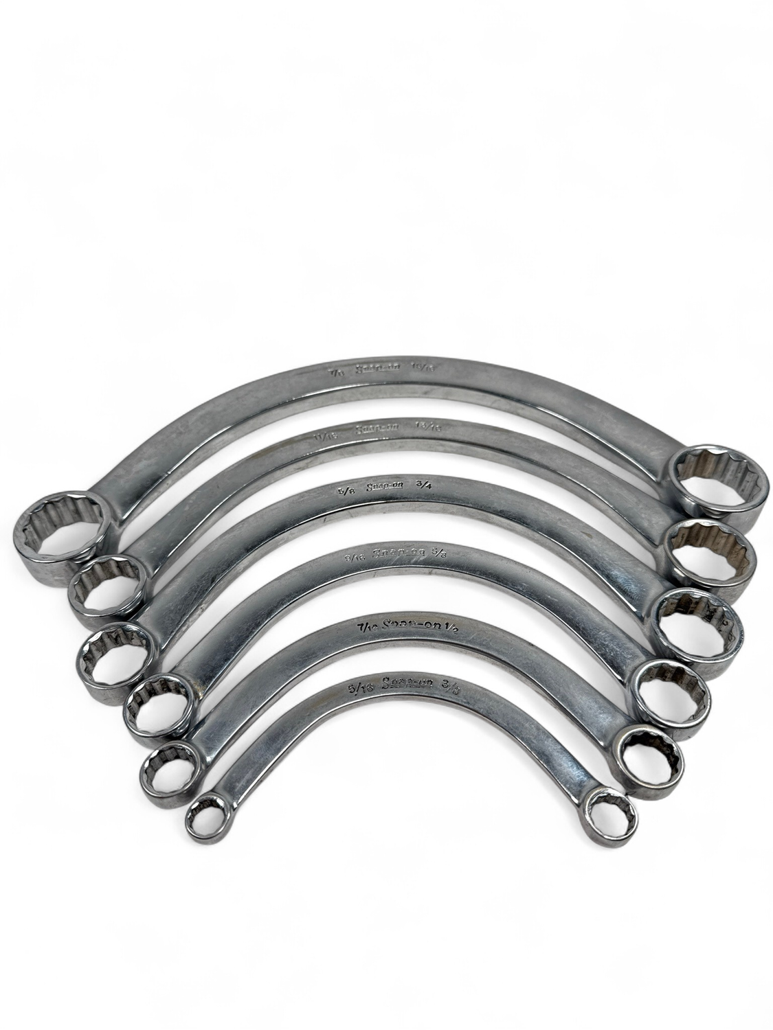 Snap On 5 Pc. 12-Point SAE Flank Drive Half-Moon Box Wrench Set (7/16 ...