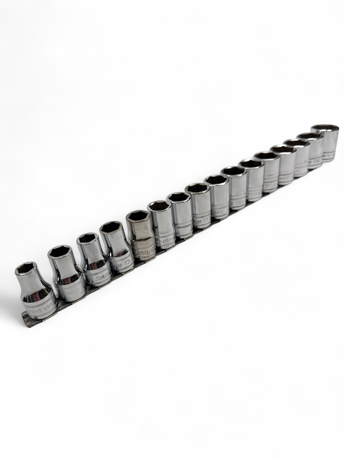 Snap On 13 Pc. 1/2" Drive 6-Point Metric Flank Drive Shallow Socket Set (12-24 mm) 313TWMYA ...