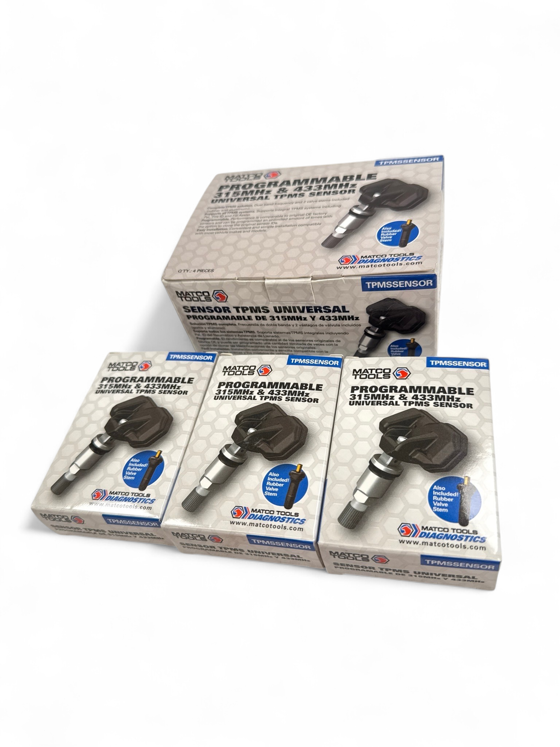 Matco Programmable 315 MHZ And 433 MHZ Universal TPMS Sensor - 3 Pack ...