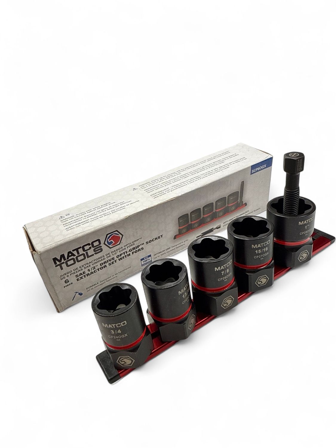 Matco 6 PC 1/2" Drive SAE Opti-Grip Socket Extractor Set W/ Foreign ...