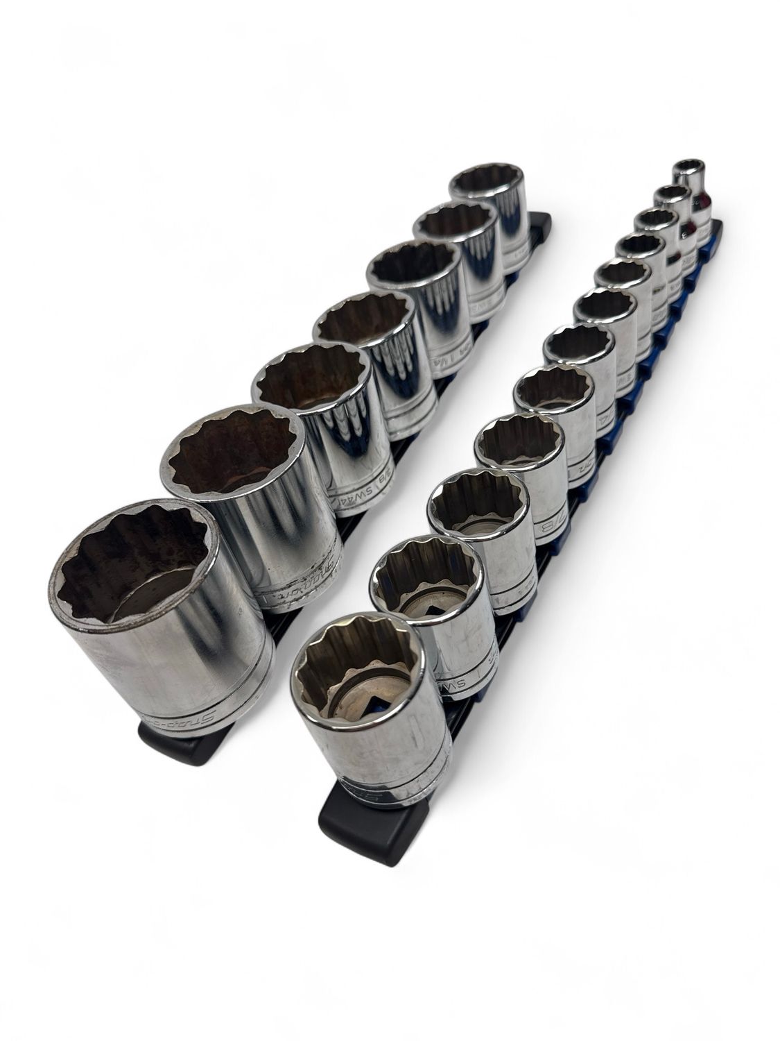 Snap On 19 Pc 1/2” Drive 12 Point SAE Flank Drive Shallow Socket Set ...