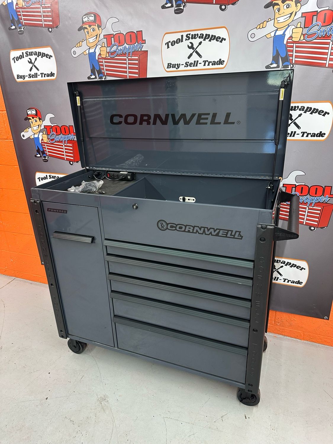 Cornwell 49" 6-Drawer XL Power Cart, Gray, CTBF496KST - Shop - Tool Swapper