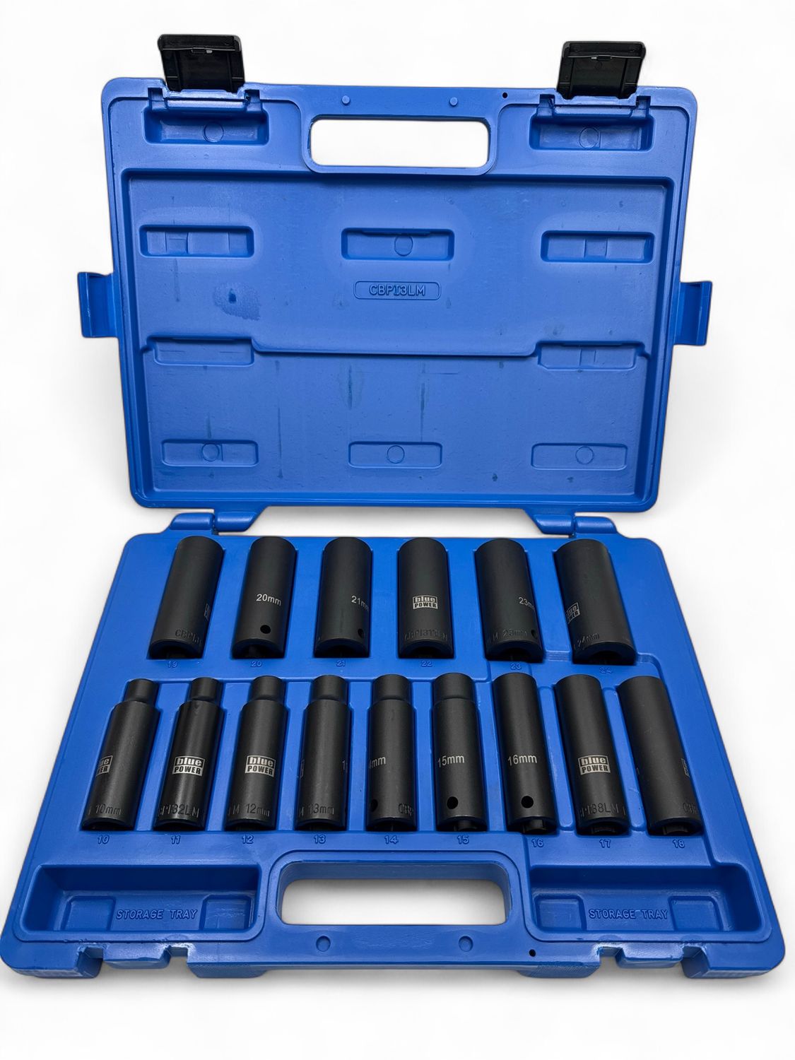 Cornwell 15 Pc. 1/2” Drive BluePower 6-Point Metric Deep Impact Socket ...