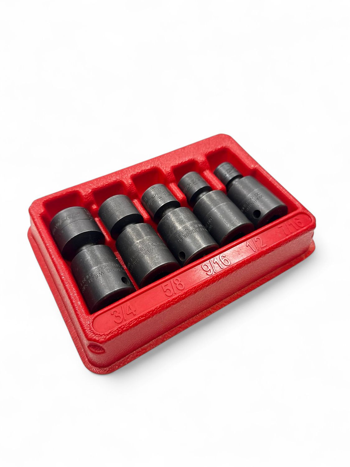 Snap On 5 pc 3/8" Drive 6-Point SAE Flank Drive® Shallow Impact Swivel ...