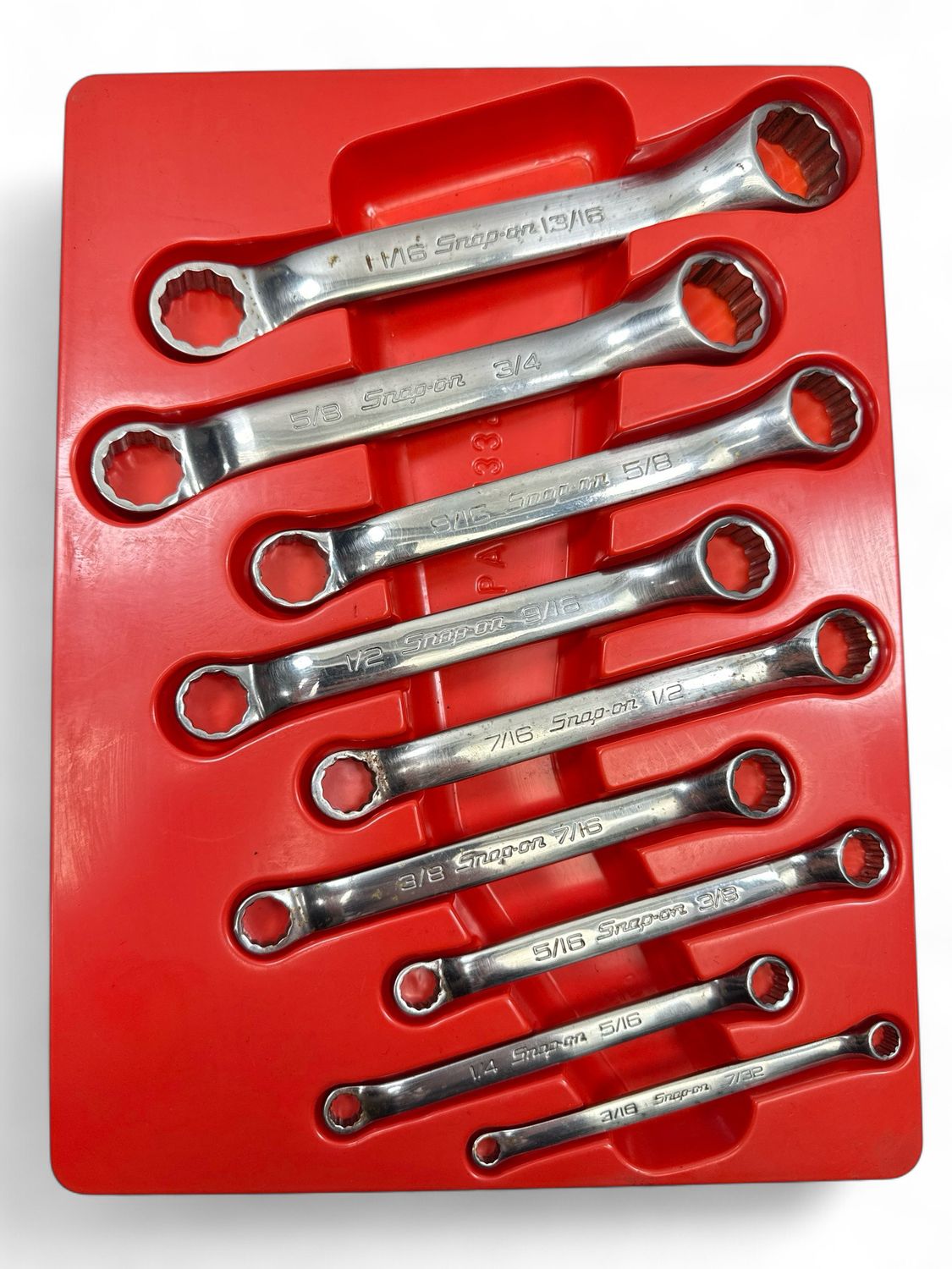 Snap On 9 pc 12-Point SAE Flank Drive® Short 10° Offset Box Wrench Set ...