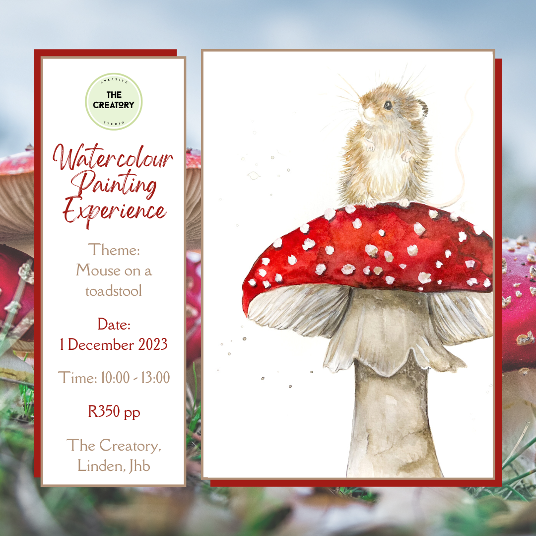 Watercolour Painting Experience: Mouse on a toadstool