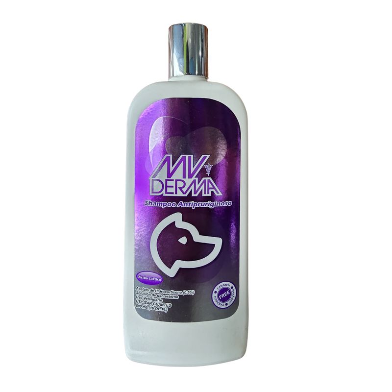 Shampoo MV Derma Antipruriginoso. Veterinaria Managua.