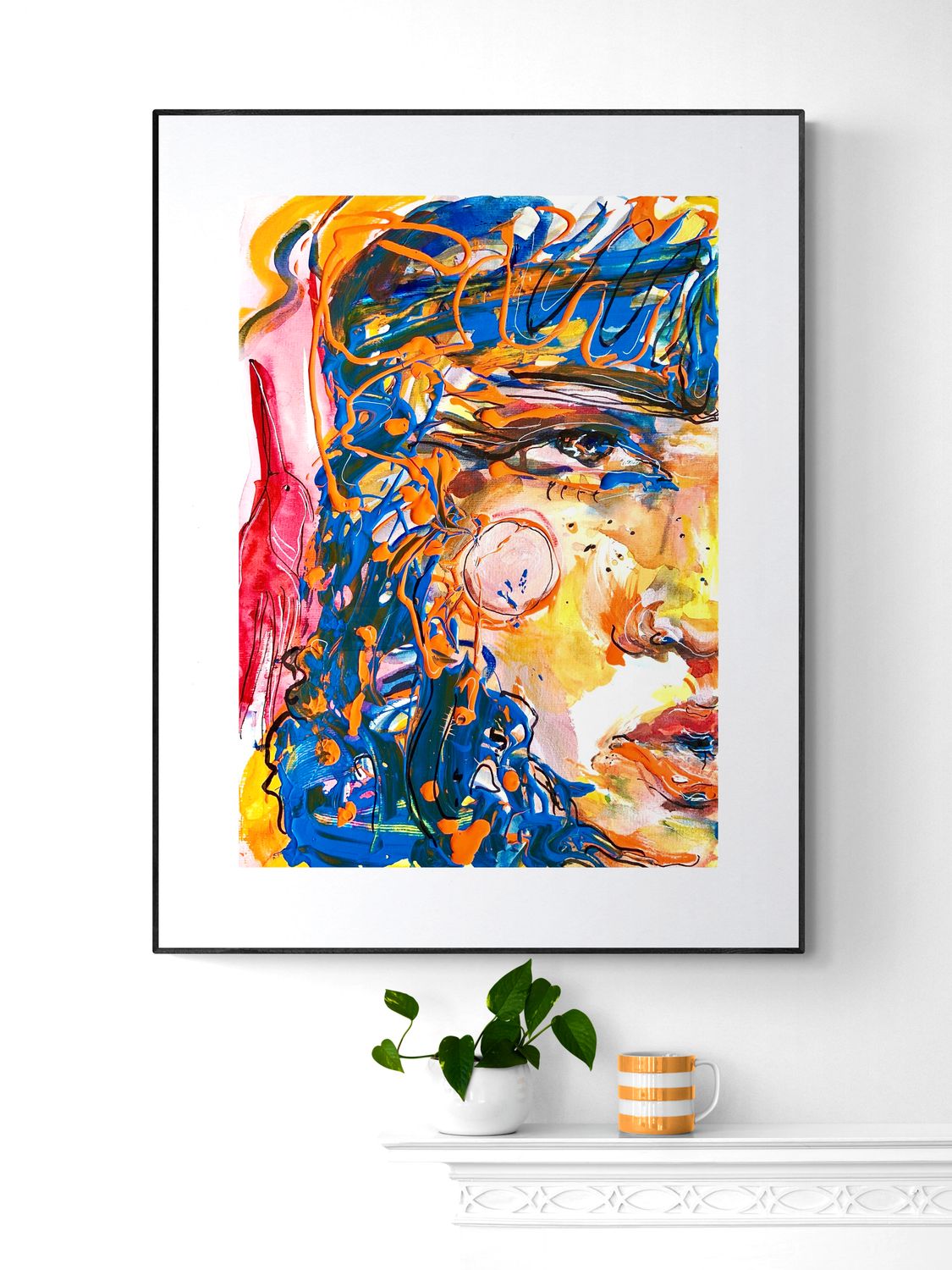 Abstract Portrait Art Woman Painting ‘Orange Fringe Girl’