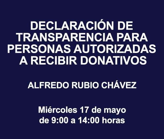 DECLARACIÓN DE TRANSPARENCIA PARA PERSONAS AUTORIZADAS A RECIBIR DONATIVOS