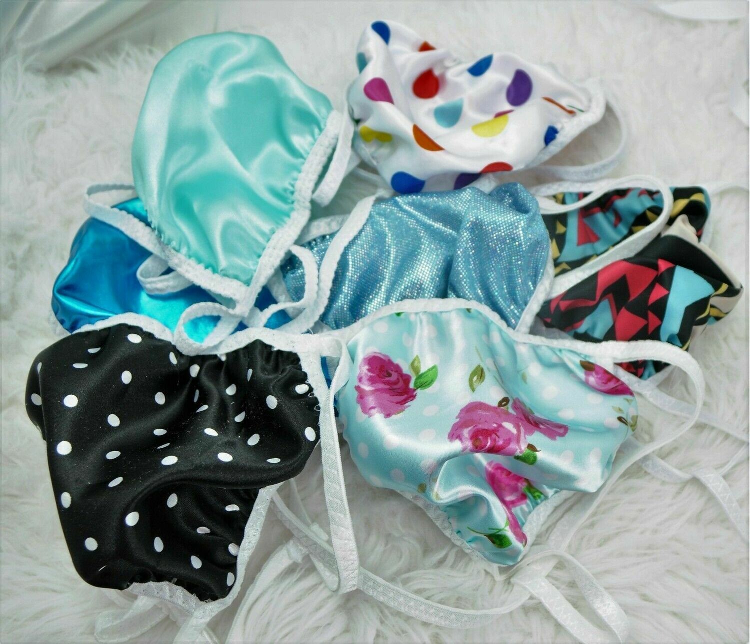 Pouch Thongs – Satin Vintage Panties – Lace Duchess
