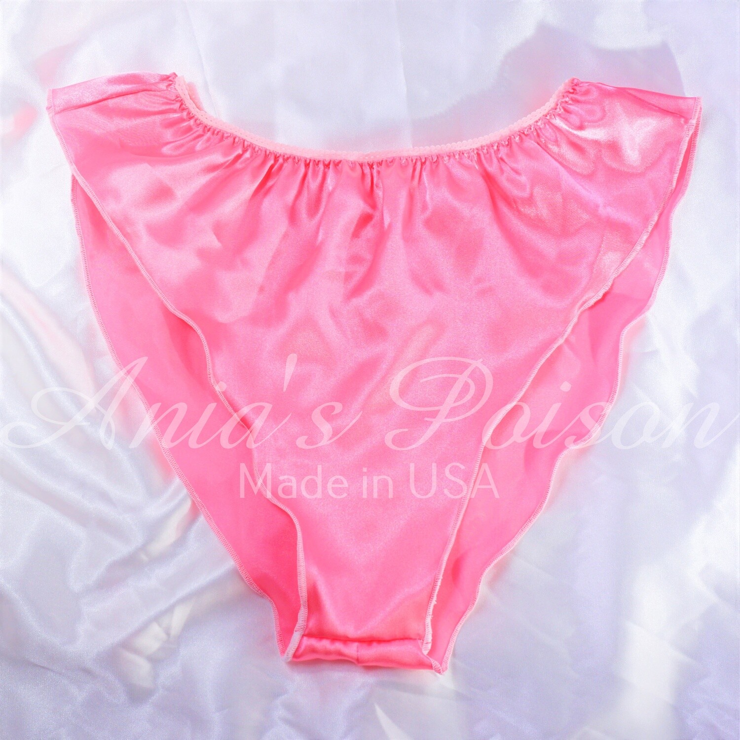 Ladies Vintage 80s Style Soft Silky Satin Shiny High Gloss Bubblegum