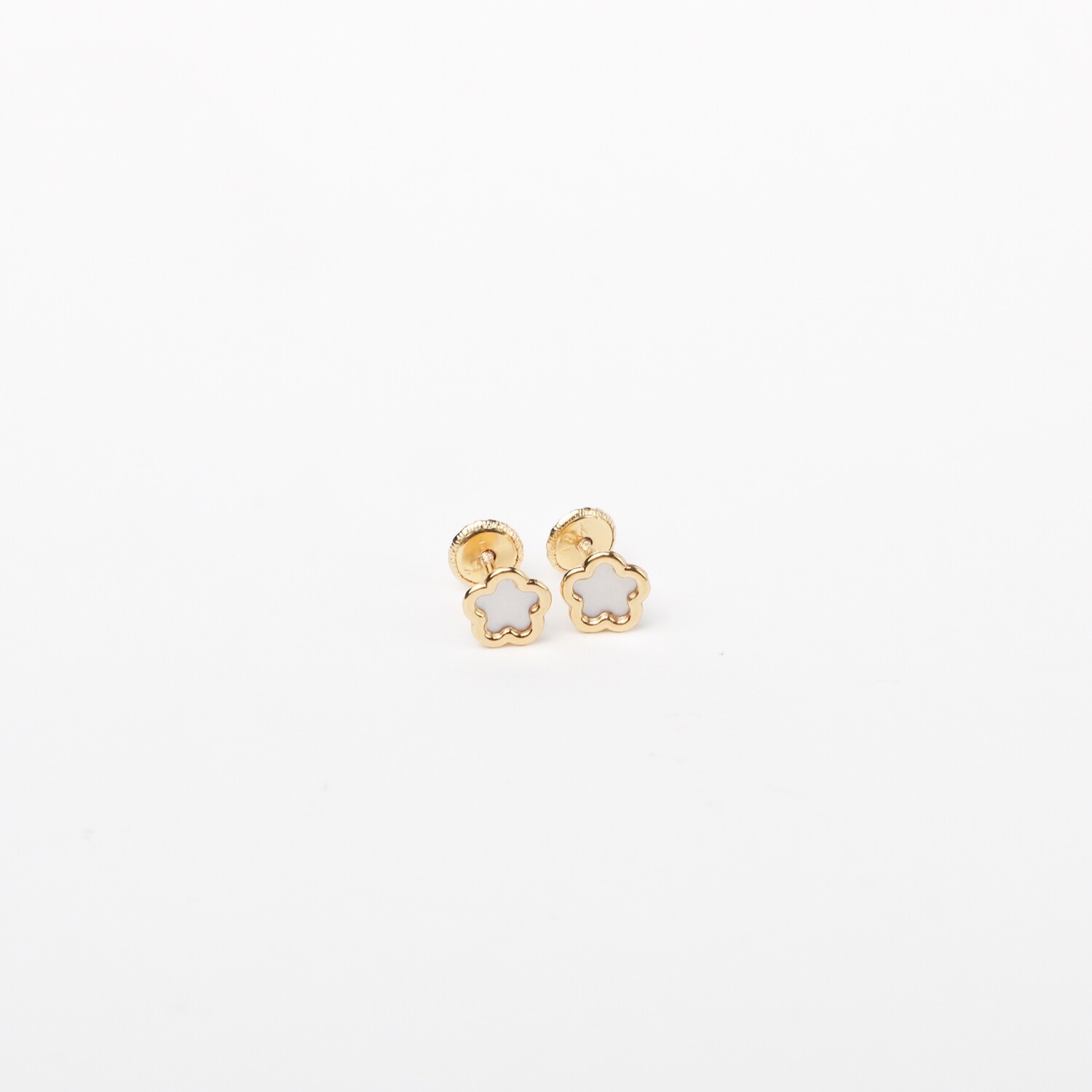 ARETES ORO AMARILLO DORMILONA MADREPERLA ESTRELLA MINI 18K