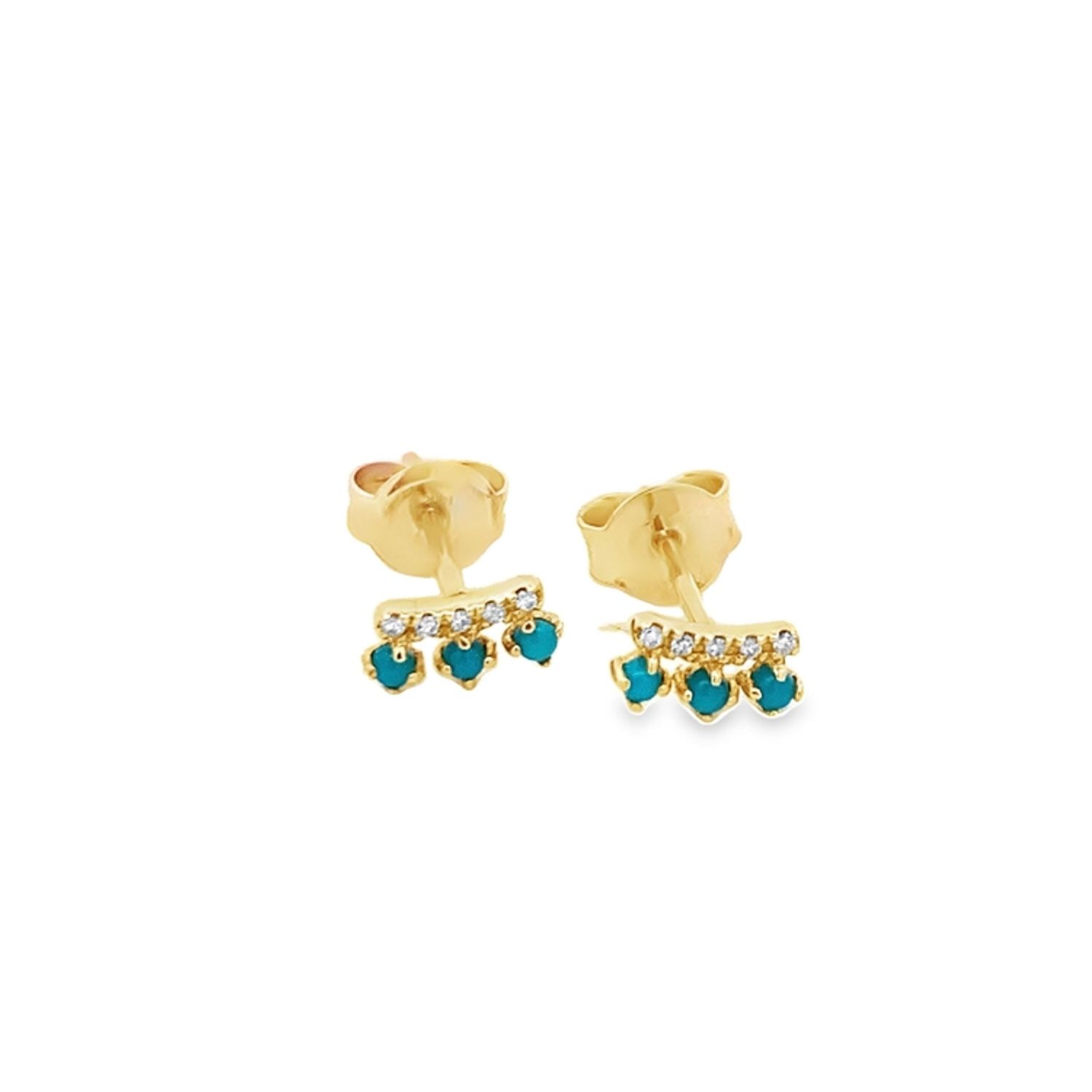 ARETES ORO AMARILLO DORMILONA CORAZON ENAMEL AZUL CORAZON 18K