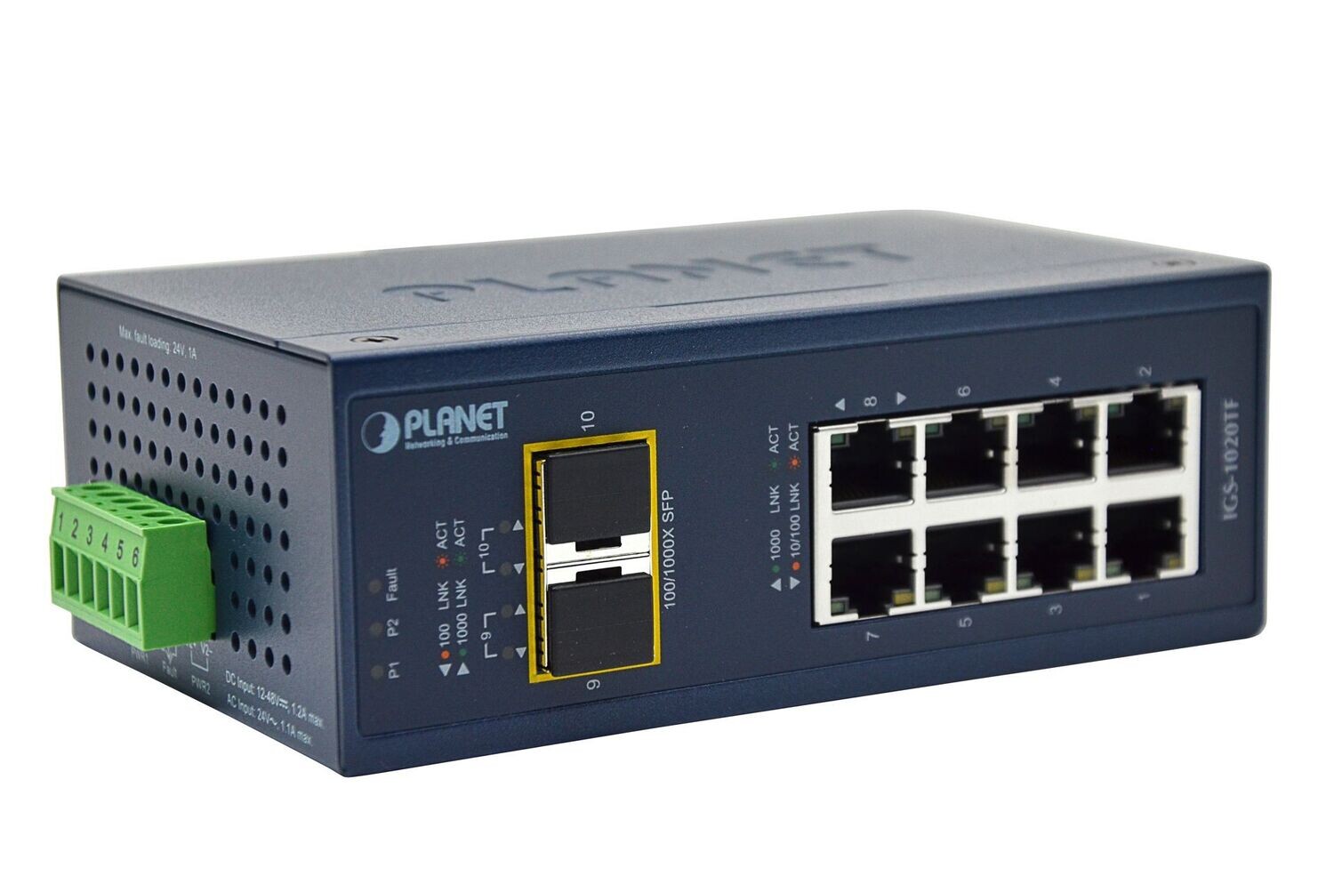 SWITCH GIGA 8 PORTS + 2 PORTS SFP - PLANET