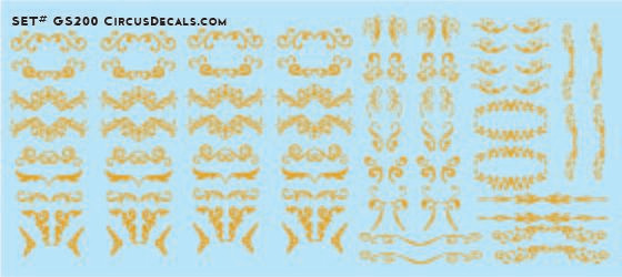 GS200 Gold Scroll Circus Decals HO Scale Cole Bros Ringling