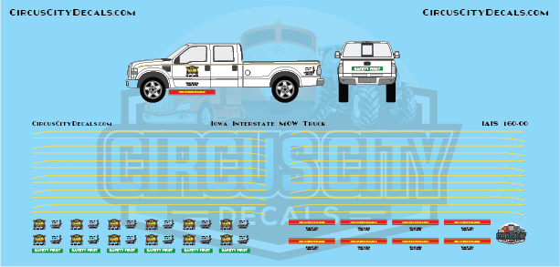 IAIS Iowa Interstate Railroad MOW Truck Door Decals N Scale
