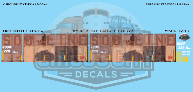 Wisconsin & Southern WSOR 2 Bay 70 Ton Ballast Hopper Full Car Decal ...