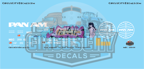 Pan Am Railways MEC 50' FMC Boxcar 31902 N Scale Decal Graffiti