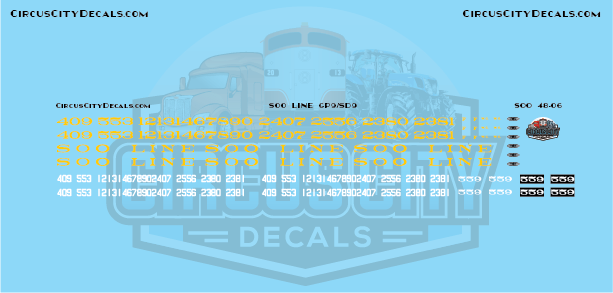Soo Line GP9/SD9 O Scale Decal Set