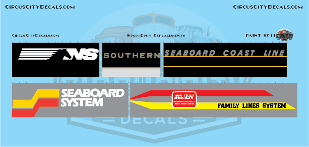 NS Southern Seaboard Coast Line Railroad Hood Door Replacement Decals ...