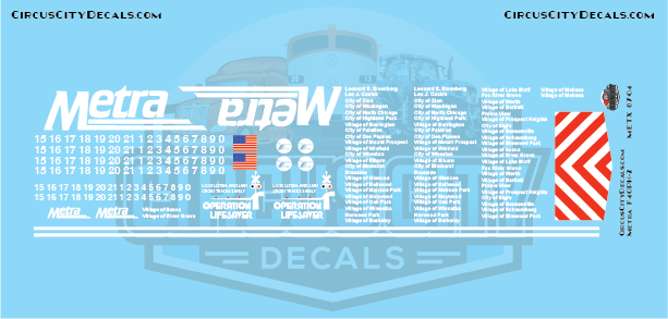 Metra METX F40PH-2 HO Scale Decal Set
