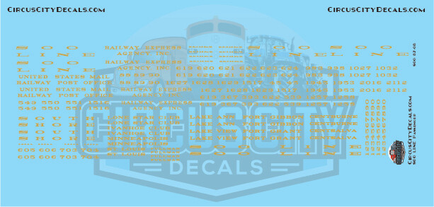 Soo Line DSS&A South Shore Passenger HO Scale Decal Set