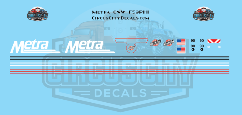 Metra METX F59PHI #90 CNW Chicago & Northwestern N Scale Decal Set