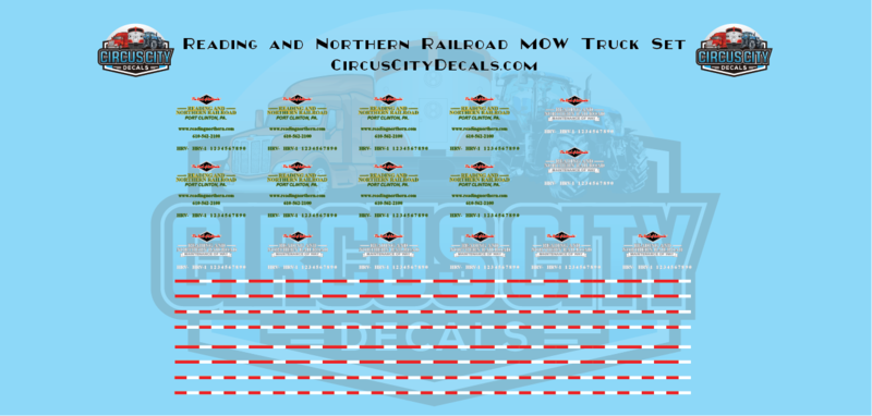 Reading and Northern Railroad MOW Truck HO Scale Decal Set