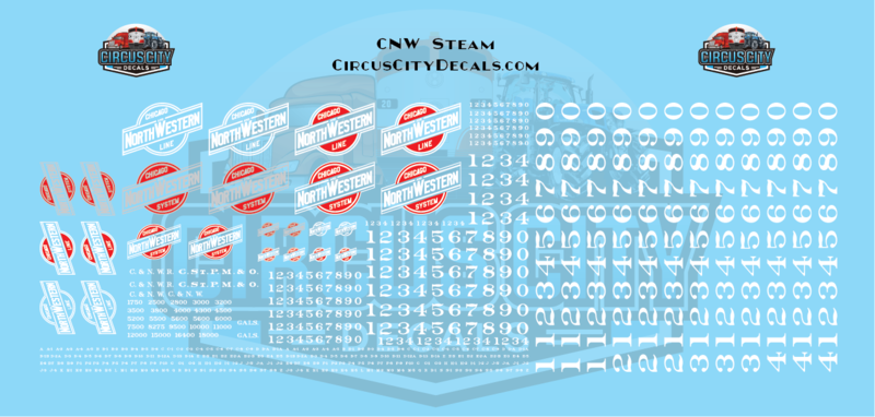 Chicago & North Western CNW C&NW Steam HO Scale Decal Set