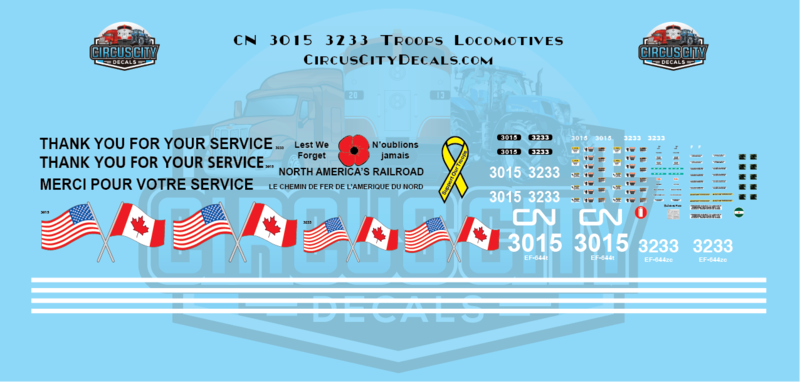 Canadian National Support Our Troops 3015 3233 ES44 Decal Set N 1:160 ...
