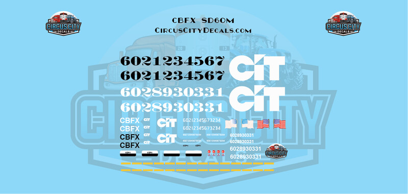 THE CIT GROUP/EQUIPMENT FINANCING INC CBFX SD60M EX-BN Burlington Northern O Scale Decal Set