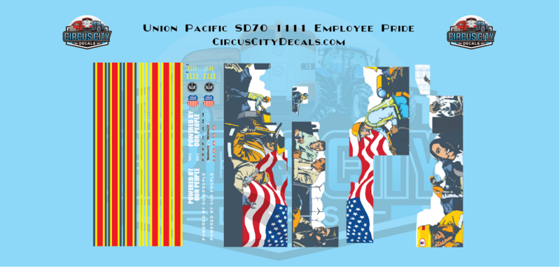 UP Union Pacific SD70 #1111 Employee Pride USA Trains G Scale Decal Set