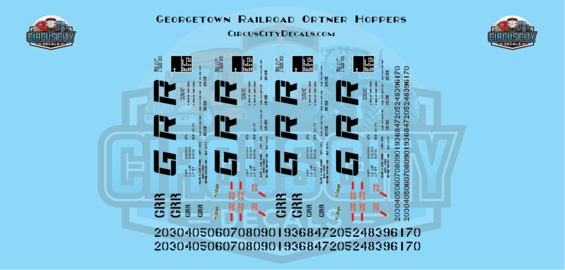 Georgetown Railroad Ortner Hopper Stencil O 1:48 Scale Decal Set